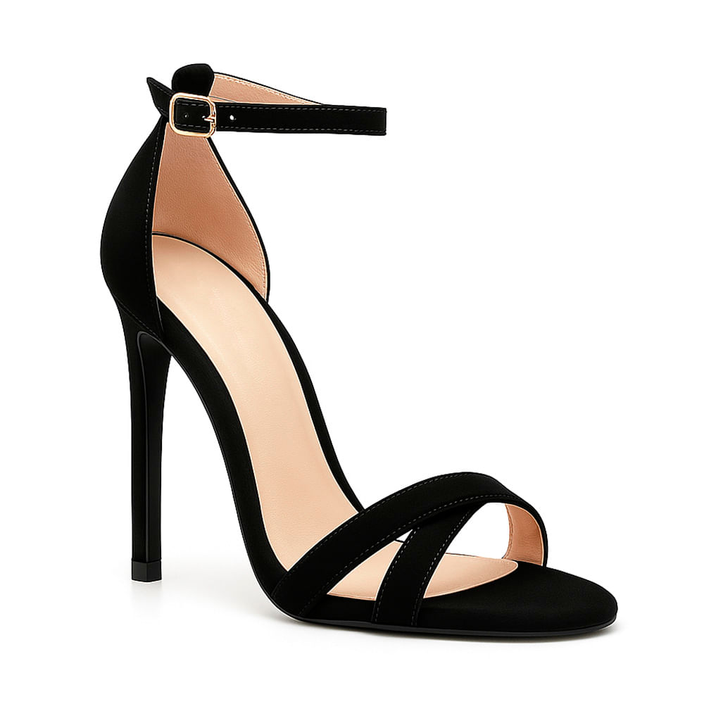 Sandália Royalz Nobuck Susan Salto Alto Fino Preta - Royalz - Royalz